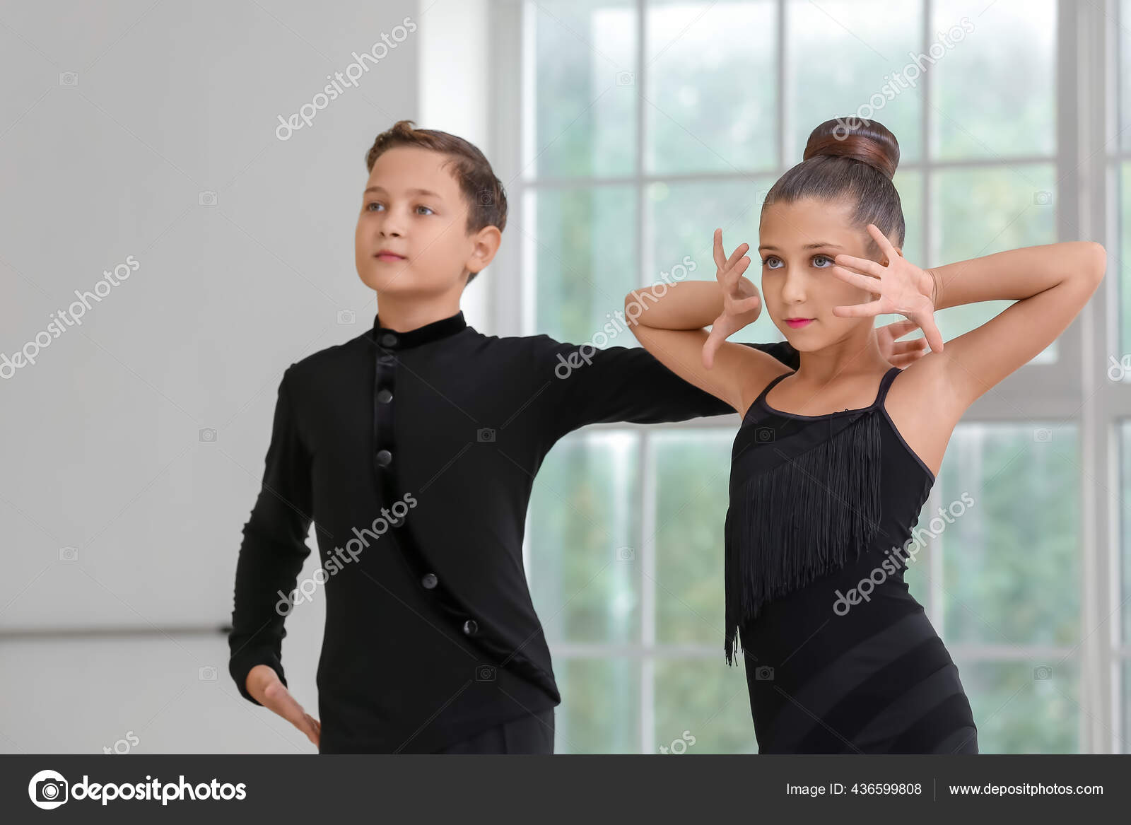 Cute Little Children Dancing Studio Stock Photo by ©serezniy 436599808