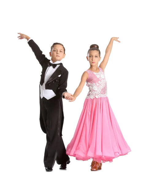 Cute Little Children Dancing White Background — Stock Photo © serezniy ...