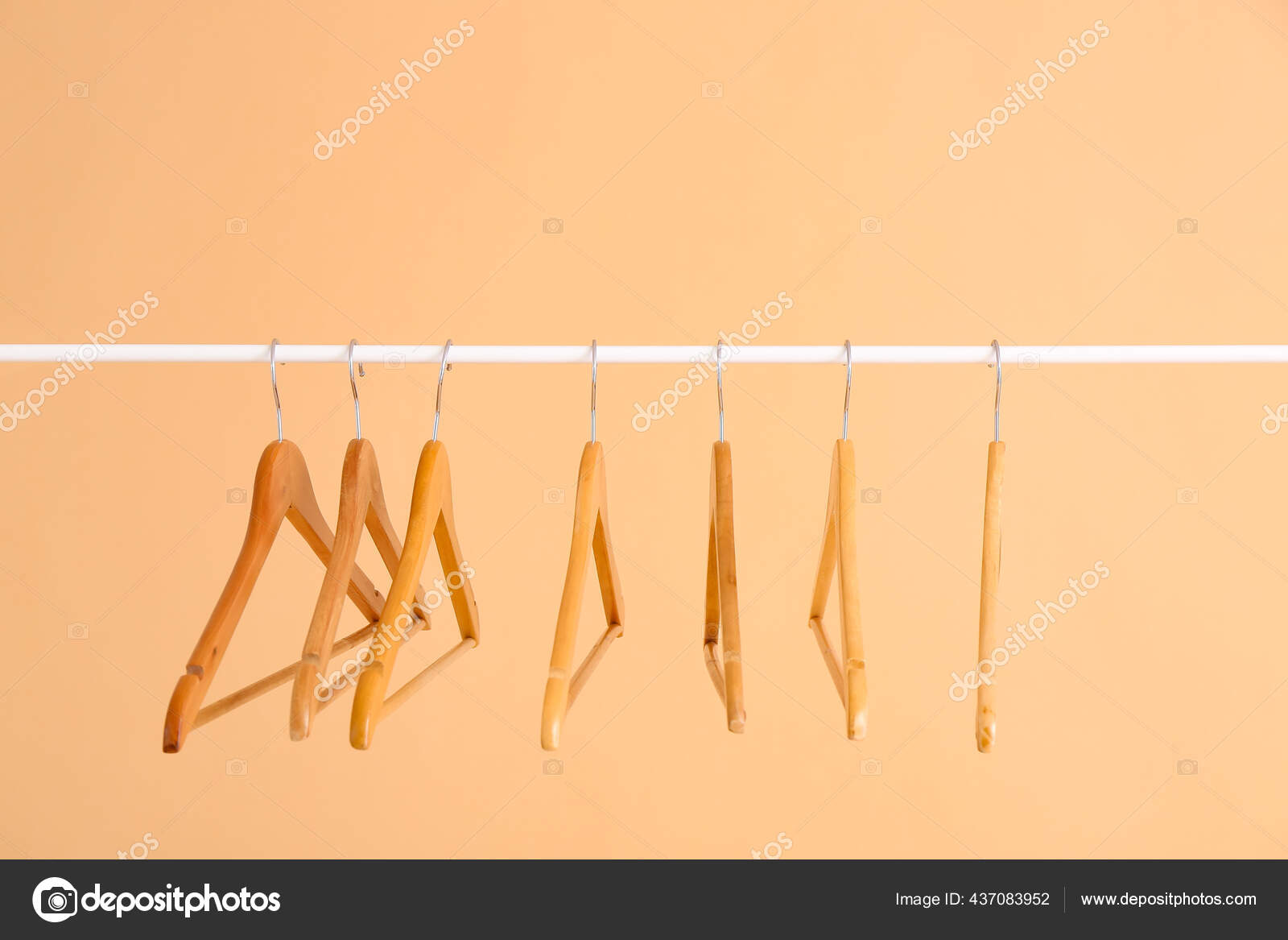 Rack Clothes Hangers Color Background — Stock Photo © serezniy #437083952
