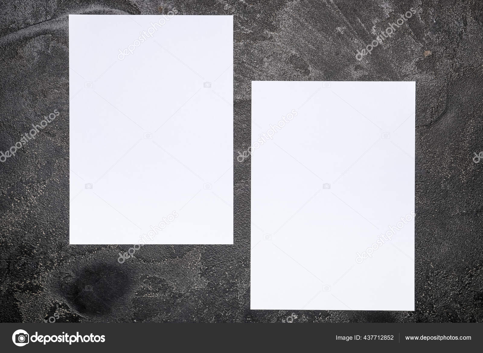 Blank Paper Sheets Dark Background — Stock Photo © serezniy #437712852