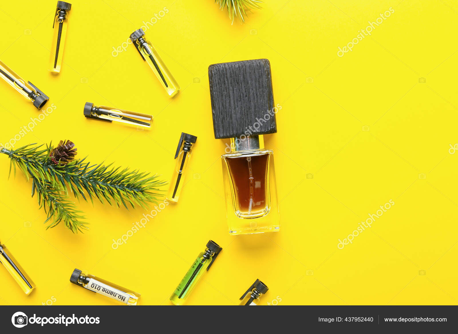 Bottle Samples Perfume Color Background Stock Photo by ©serezniy 437952440