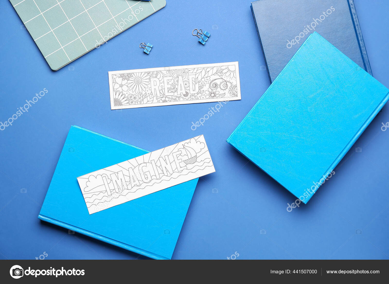 Cute Bookmarks Books Color Background — Stock Photo © serezniy #441507000