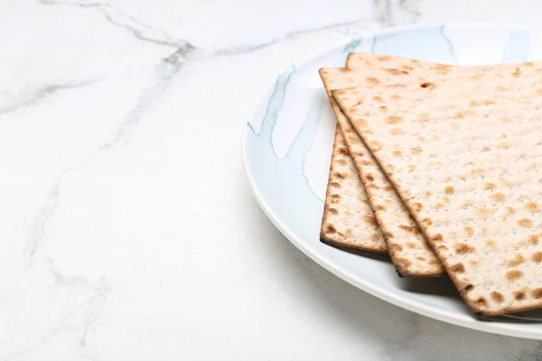 Plate Jewish Flatbread Passover Color Background Stock Photo by ...