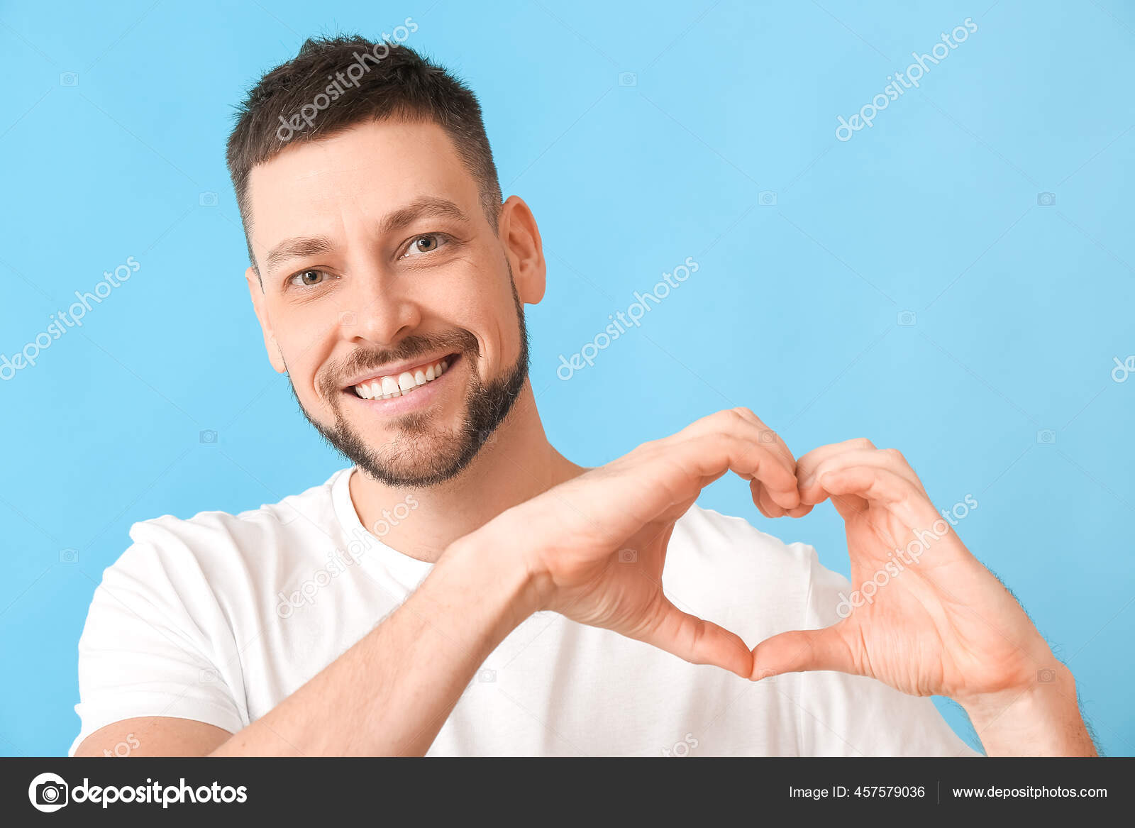 Man Making Heart His Hands Color Background — Stock Photo © serezniy ...