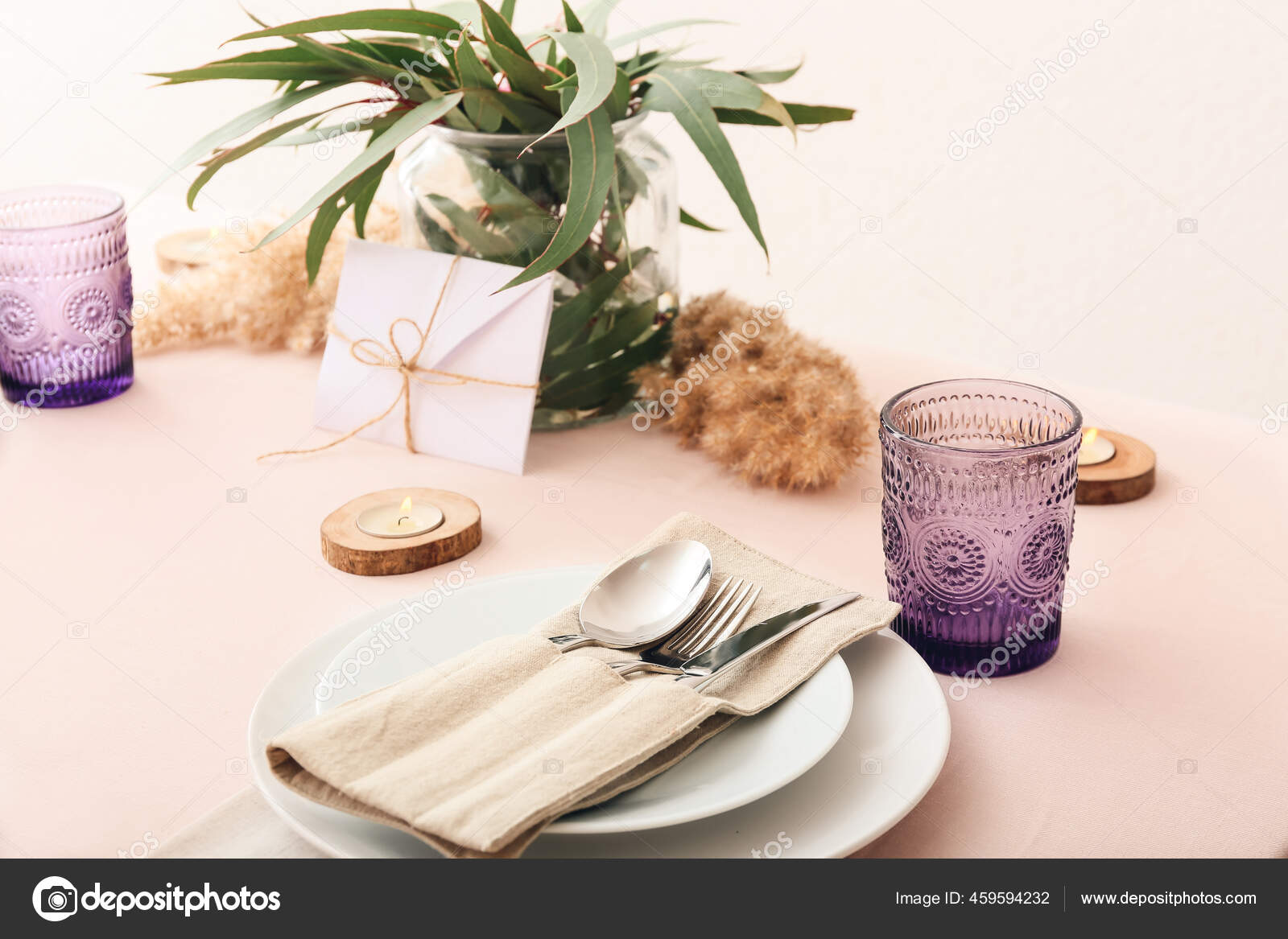 Beautiful Table Setting Color Background — Stock Photo © serezniy ...