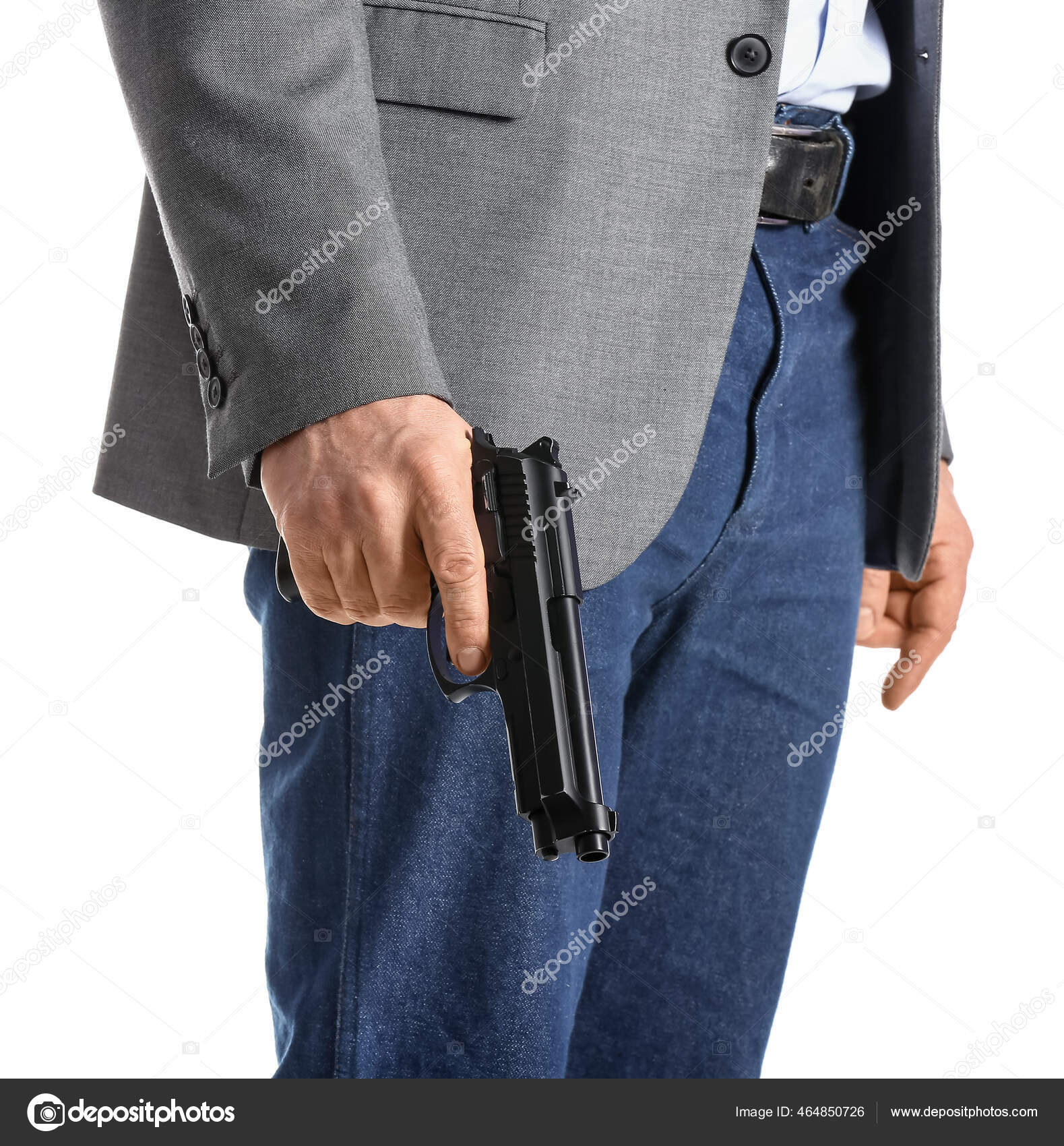 Man Gun White Background — Stock Photo © serezniy #464850726