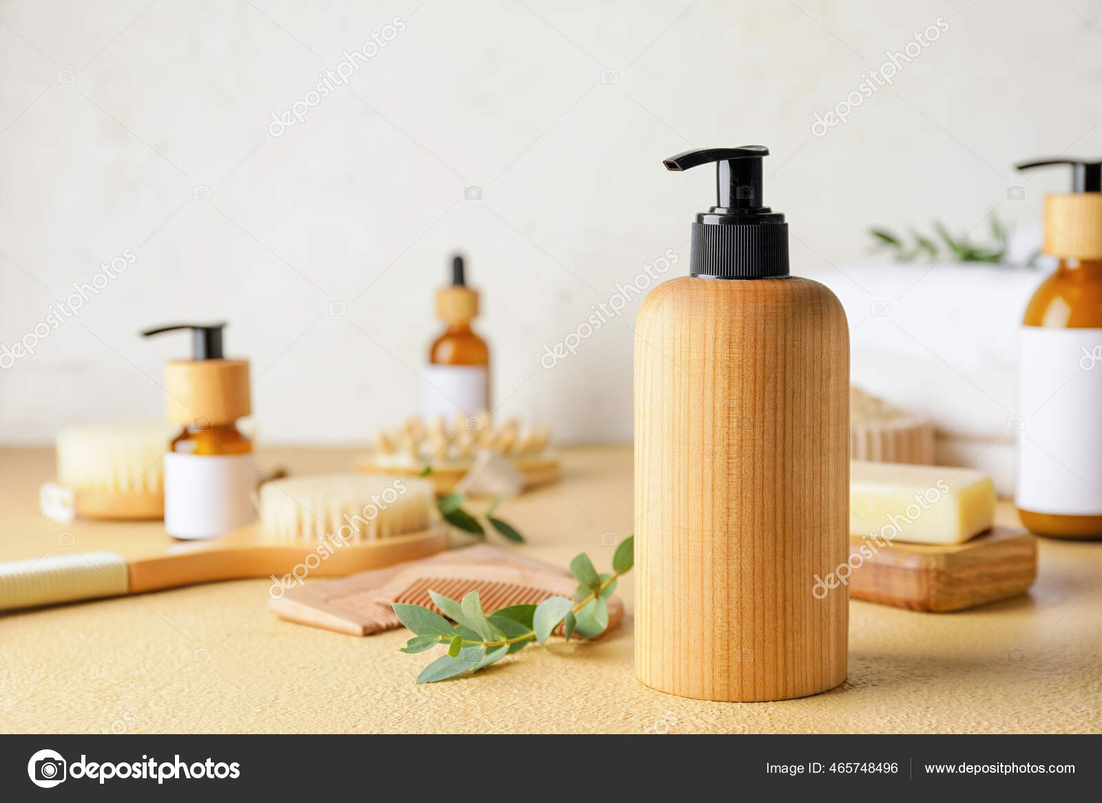 Bottle Natural Shampoo Color Background Stock Photo by ©serezniy 465748496