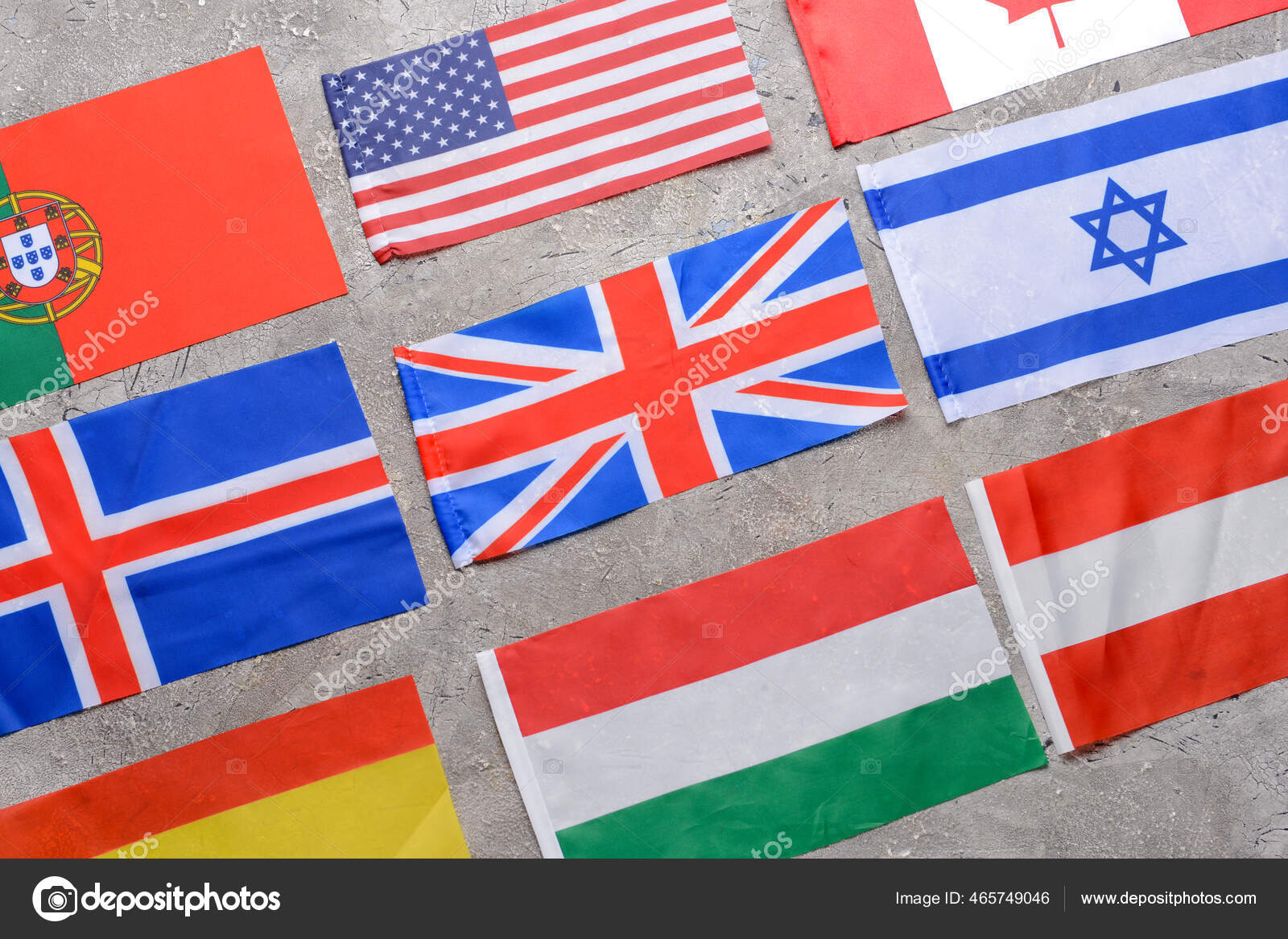 Different Flags Grey Background Stock Photo by ©serezniy 465749046