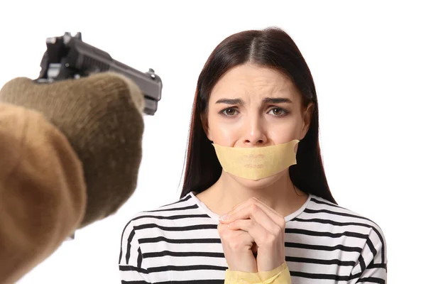 Terrorist Female Hostage White Background Stock Photo by ©serezniy ...