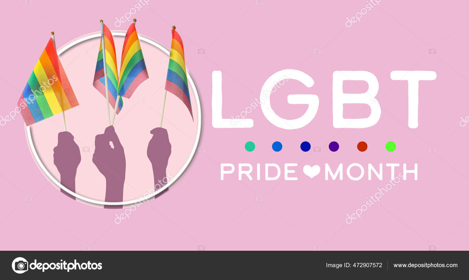 Hands Rainbow Flags Text Lgbt Pride Month Color Background Stock ...