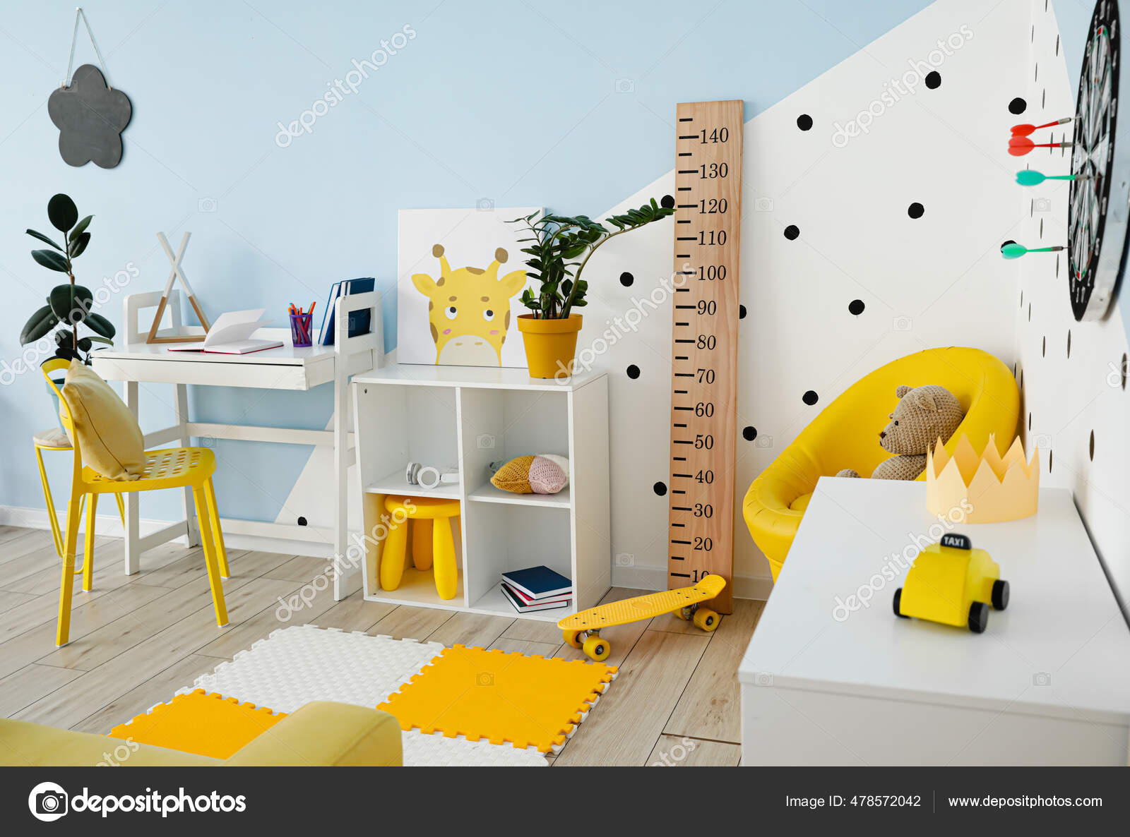 Stylish Interior Modern Children's Room Wooden Stadiometer Stock ...