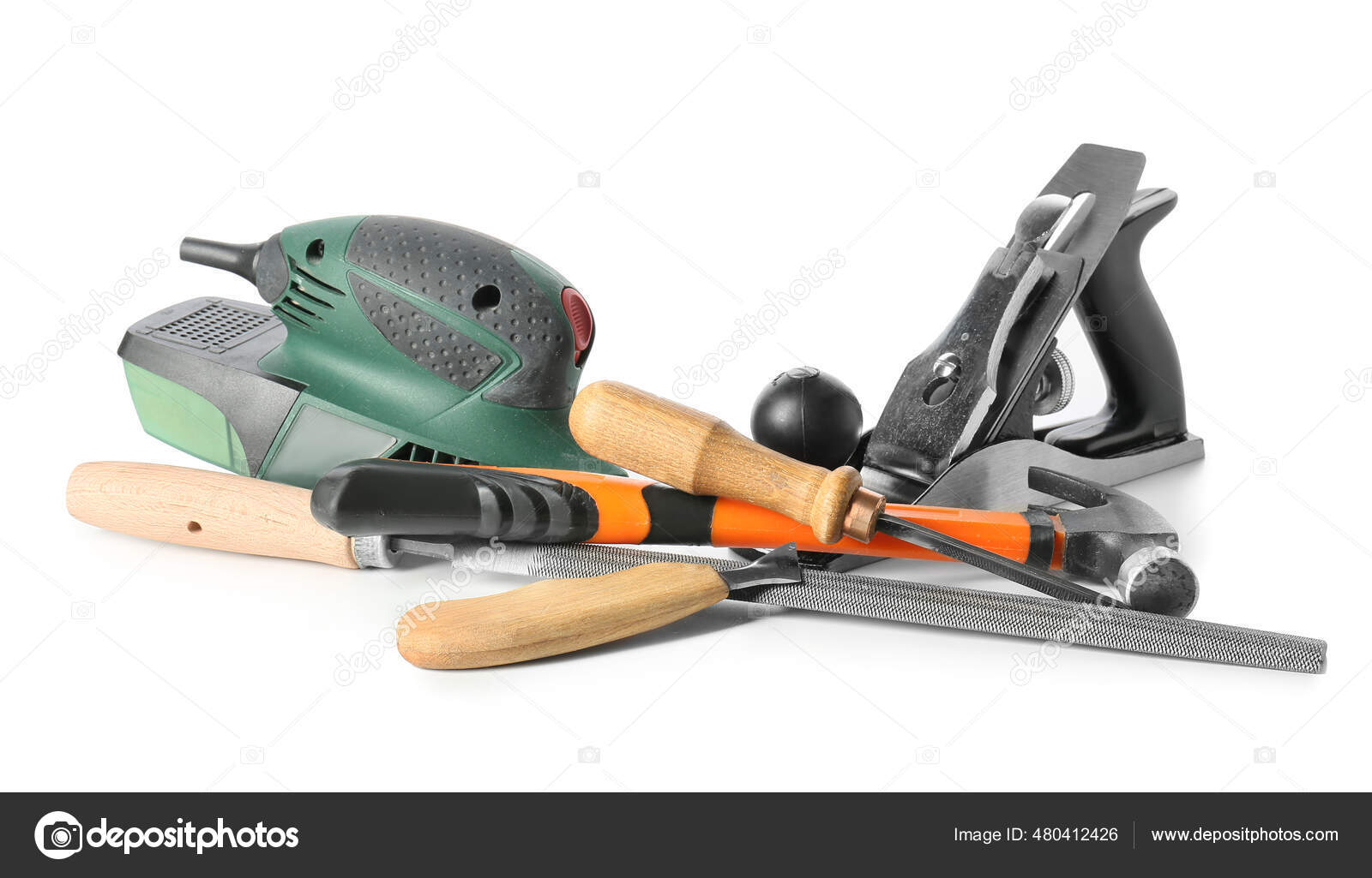 Set Carpenter's Tools White Background — Stock Photo © serezniy #480412426