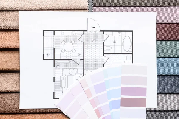 Composition Paint Color Samples House Plan Color Background Stock Photo ...