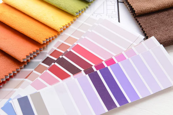 Composition Paint Color Palettes Fabric Samples Light Background ...