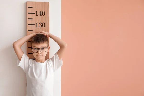 Little Boy Measuring Height Color Wall Stock Photo by ©serezniy 484384566