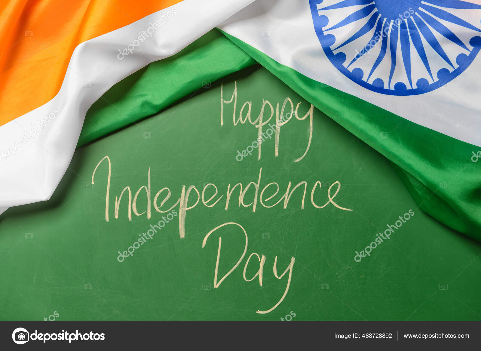 Indian Flag Text Happy Independence Day Color Background Stock Photo by ...