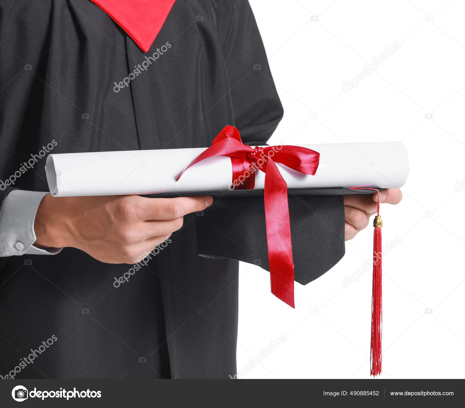 Male Graduating Student White Background Closeup — Stock Photo ...