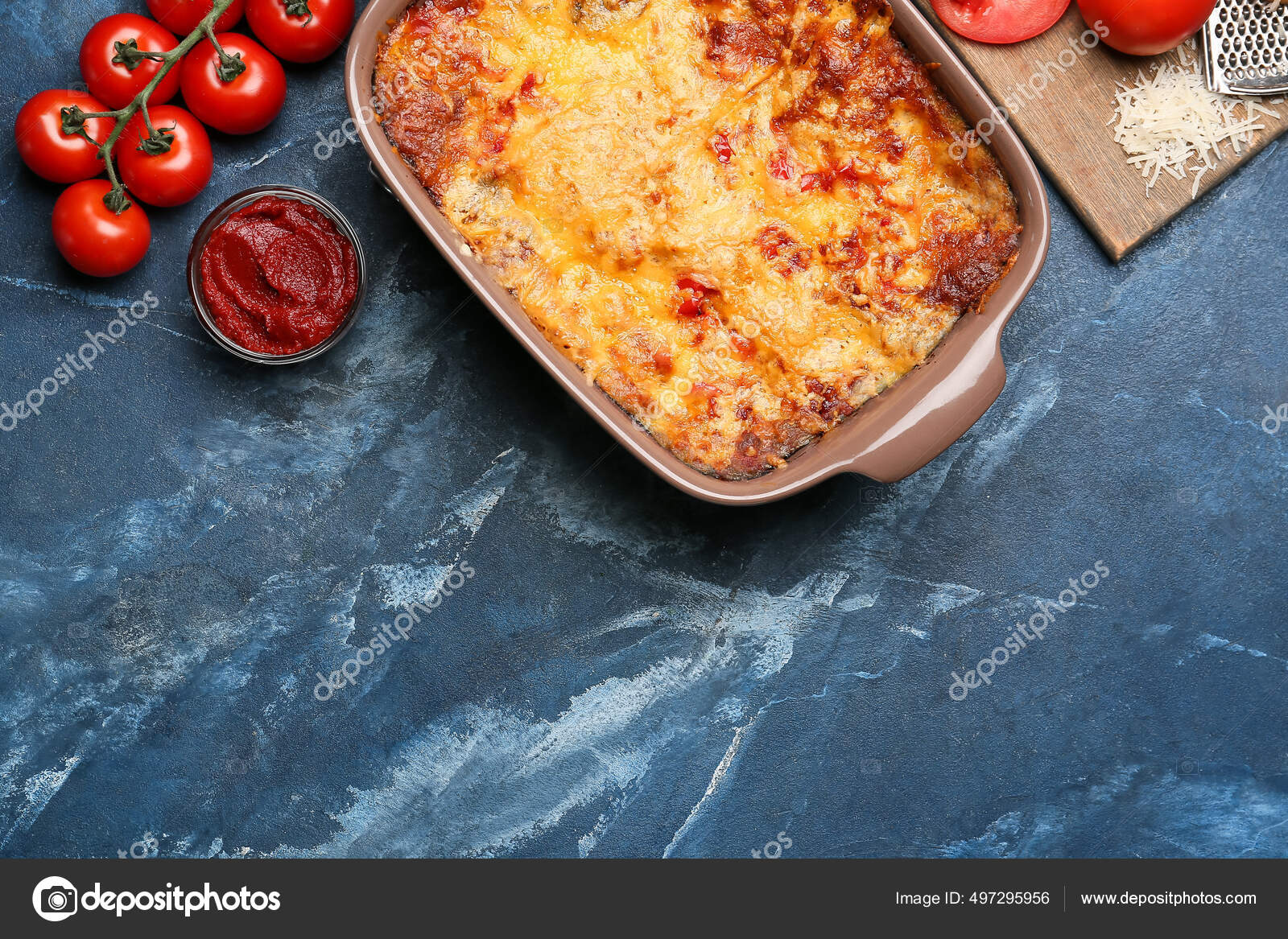 Composition Tasty Vegetable Lasagna Color Background Stock Photo by ...