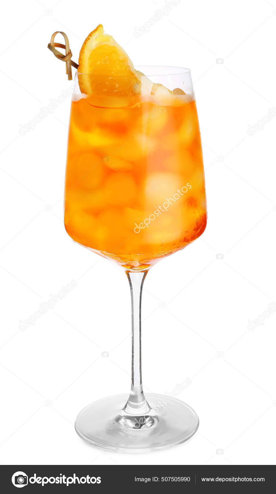 Copa Aperol Spritz Cóctel Sobre Fondo Blanco — Foto de stock #507505990 ...