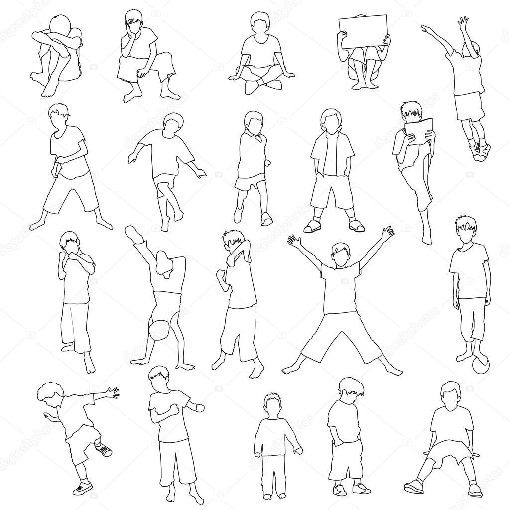 Group of boys outlines Stock Vector Image by ©cingisiz #54535515