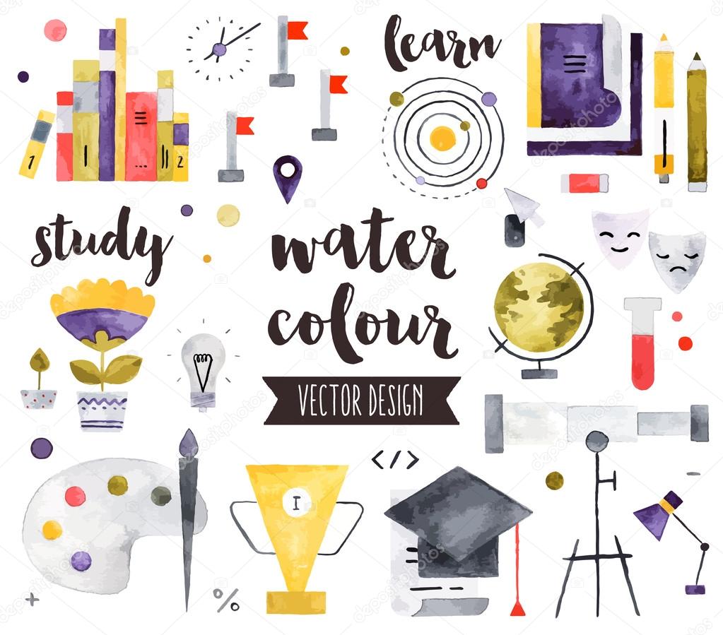 Education Watercolor Elements Stock Vector Image by ©bloomua #103008980
