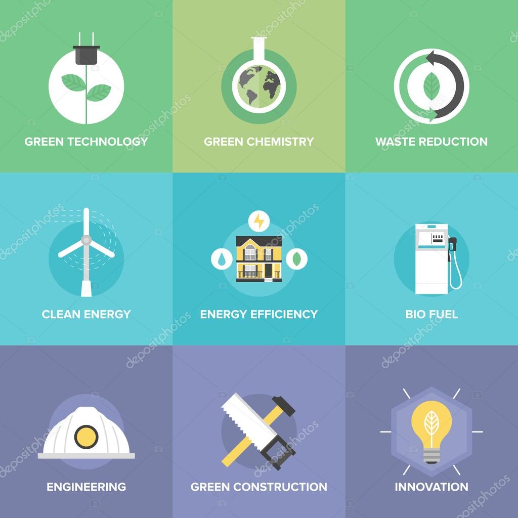 Green technology and innovations icons — Stock Vector © bloomua #64994047