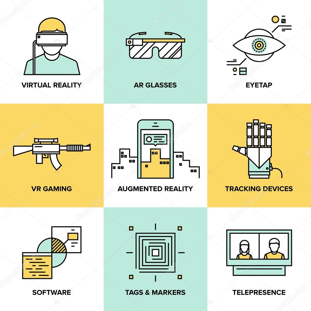 Augmented reality icons set — Stock Vector © bloomua #65000121 Augmented reality icons set — Stock Vector © bloomua #65000121