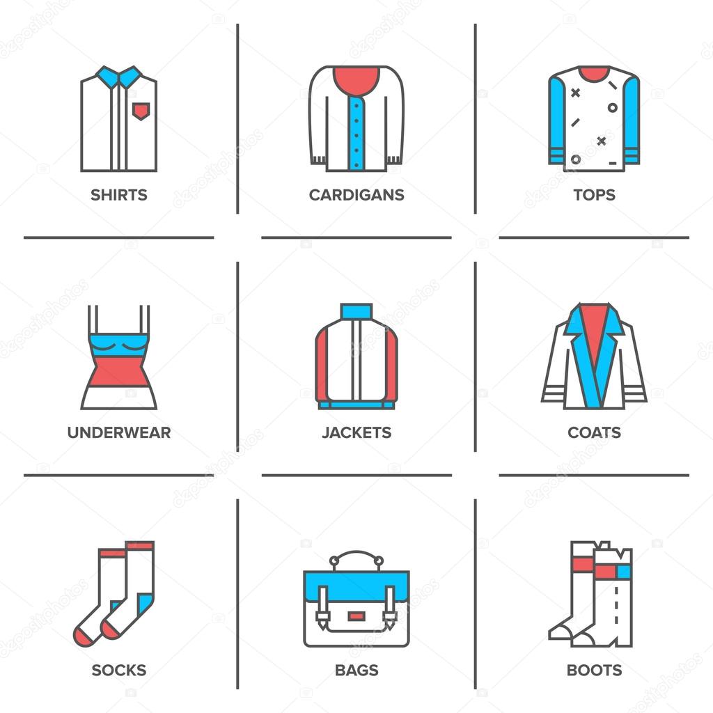 Clothing collection icons set — Stock Vector © bloomua #65001287