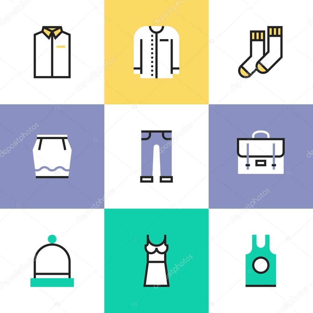 Conjunto de iconos de ropa cotidiana 2024