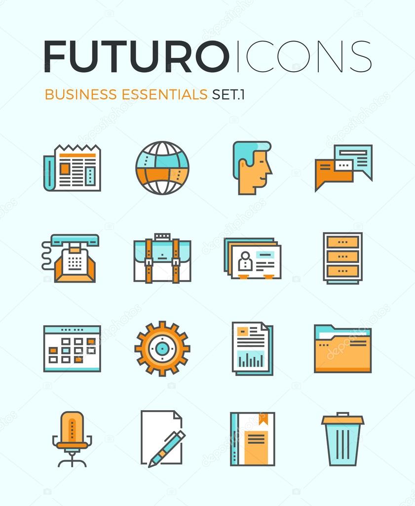 Business essentials futuro line icons — Stock Vector © bloomua #72038403