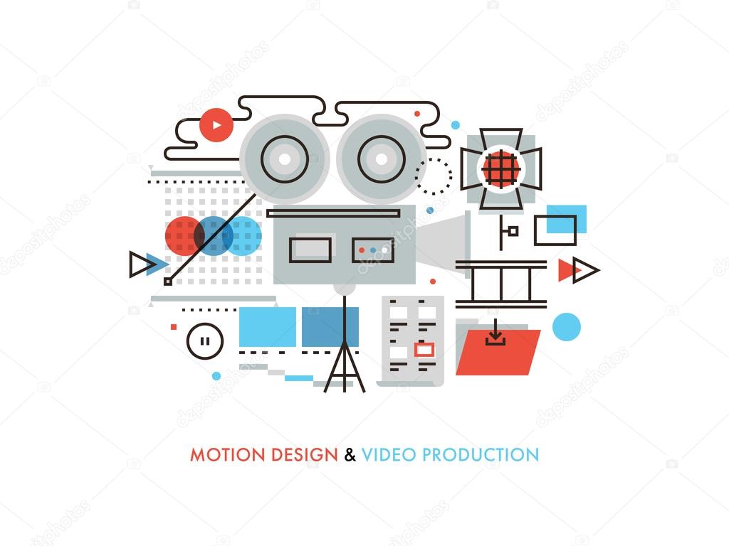 Video production flat line illustration Stock Vector by ©bloomua 79003876