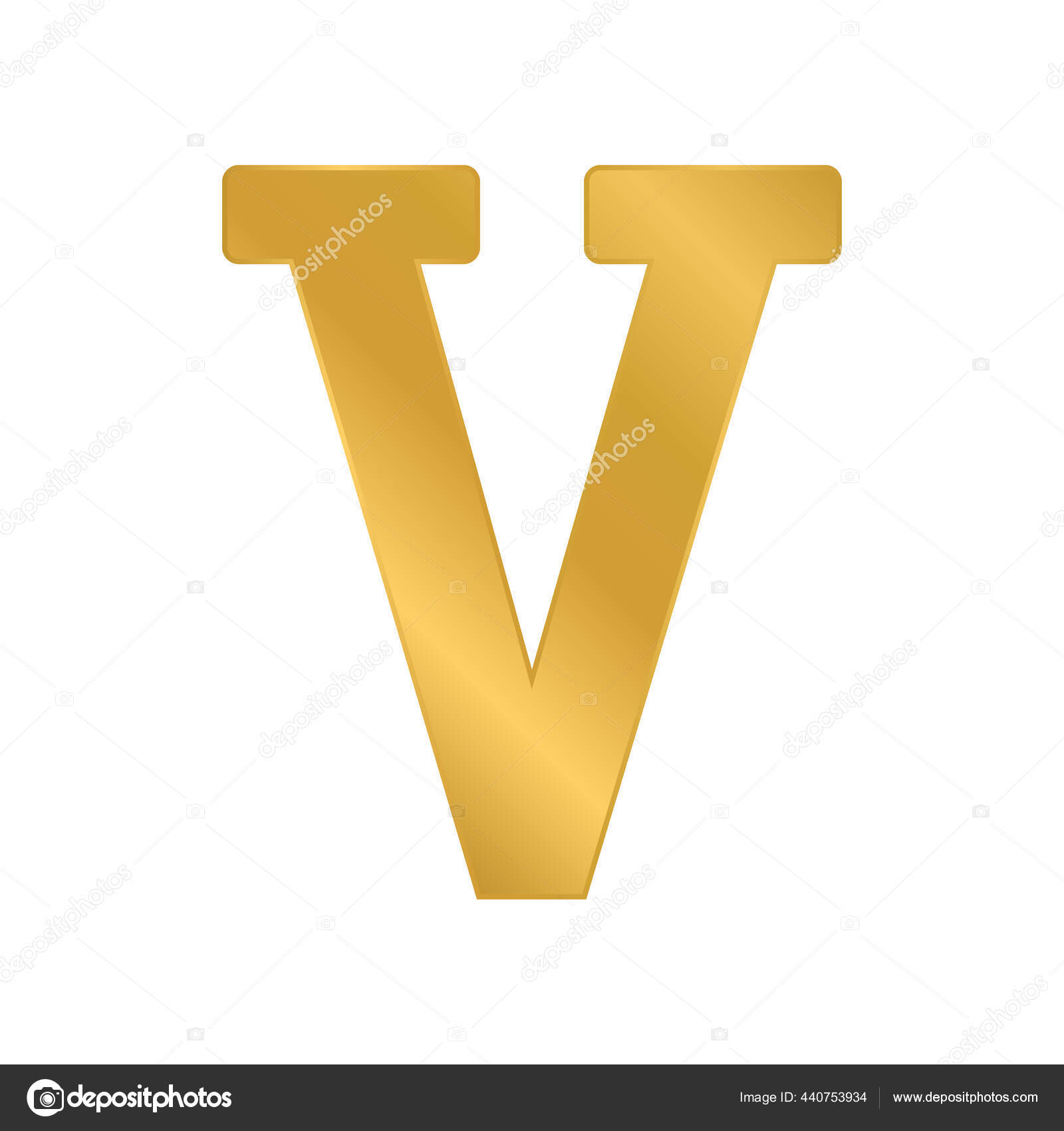 Golden Roman Numeral Five White Background Vector Illustration Stock ...