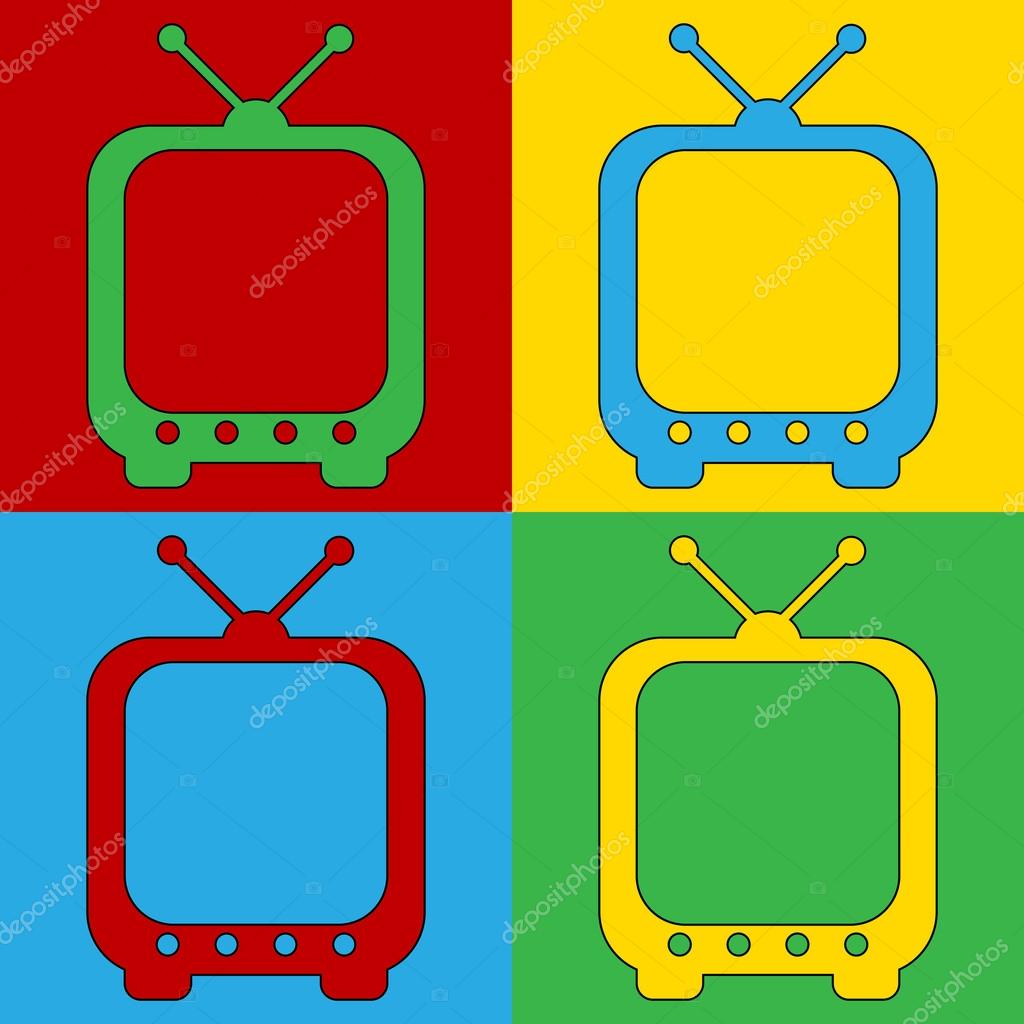 Pop art iconos de símbolos de televisión . Vector de stock por ...