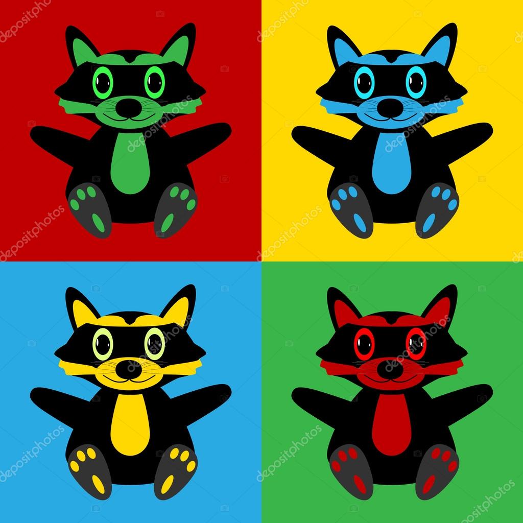 Iconos de mapache arte pop símbolo . Vector de stock por ©konstsem 68096911