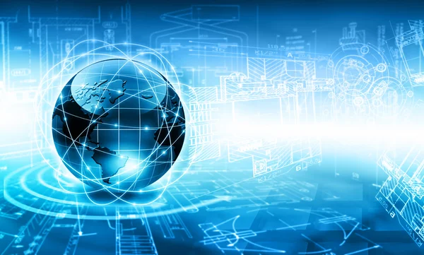 Bestes Internet-Konzept des globalen Geschäfts. Globus, glühende Linien ...