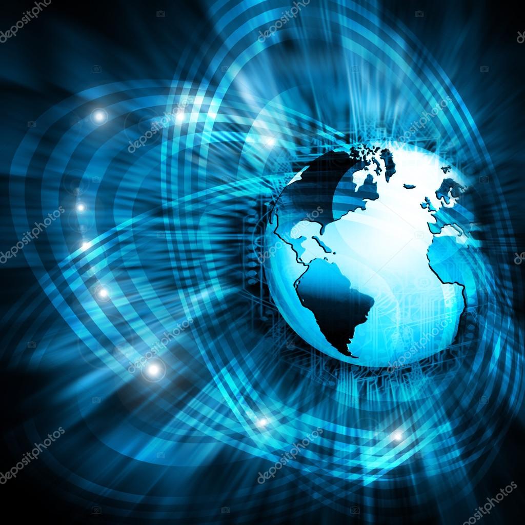 Best Internet Concept. Globe, glowing lines on technological background ...