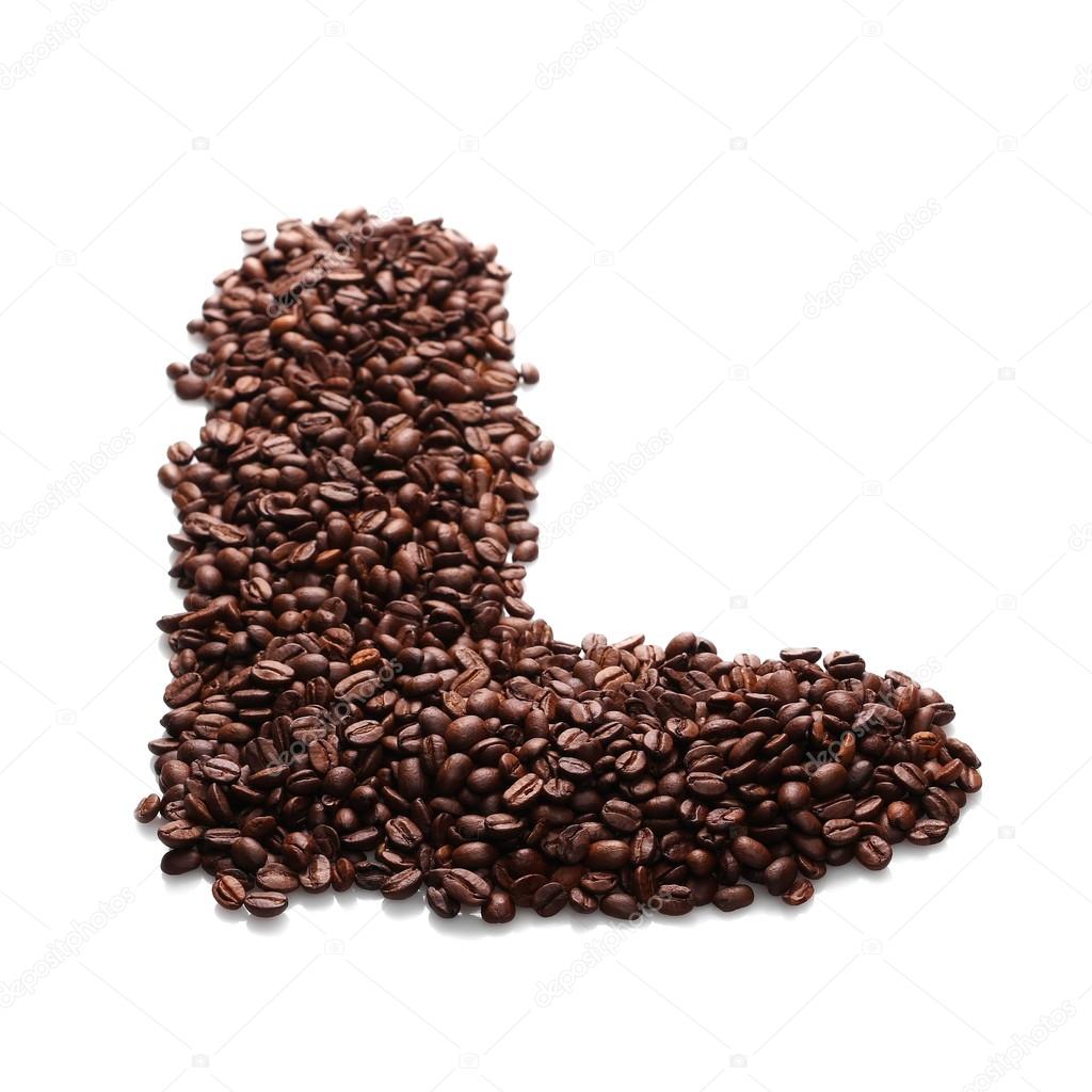 Letter l, alphabet from coffee beans isolated on white background Stock ...