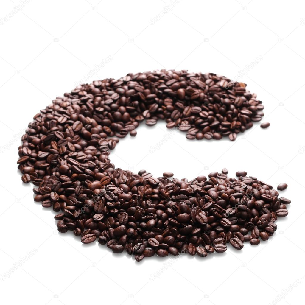 Letter c, alphabet from coffee beans isolated on white background Stock ...