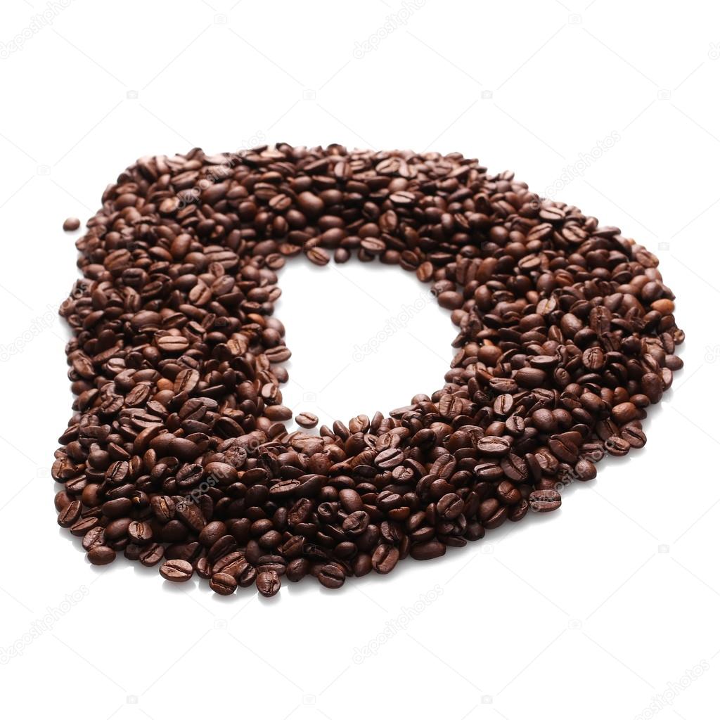 Letter d, alphabet from coffee beans isolated on white background Stock ...