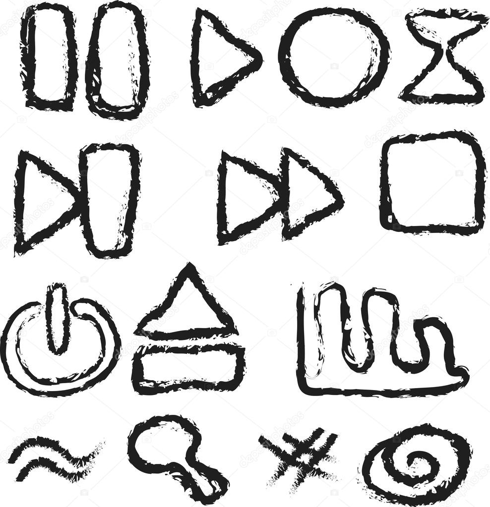 Elementos de control multimedia de dibujos animados para web, símbolos ...