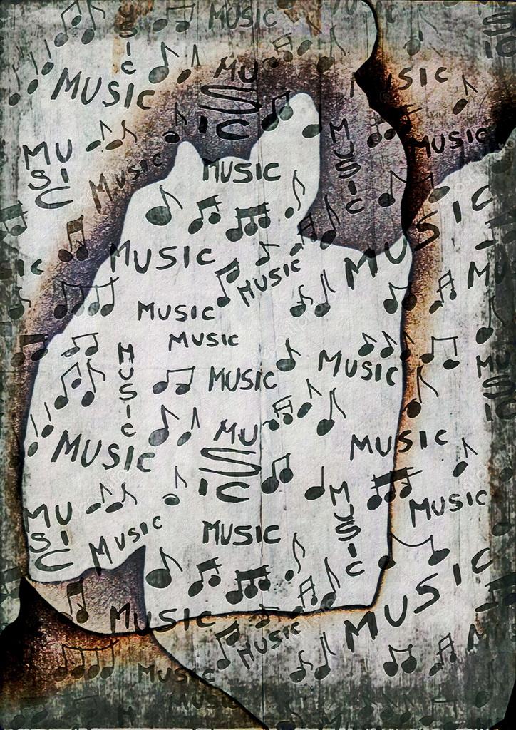 Grunge musical notes old burnt paper texture and pattern — Stock Photo ...