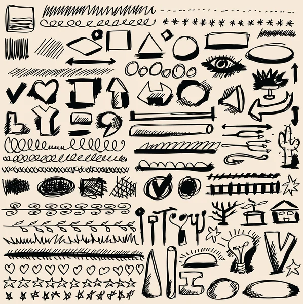 Set hand drawn shapes, circle, square, star, triangle, line — Stock ...
