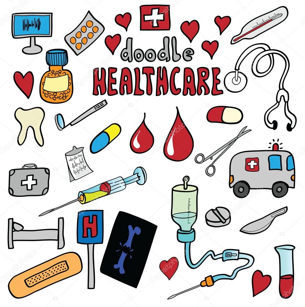 Medicina Y Cuidado De La Salud Conjunto De Iconos De Dibujos Animados