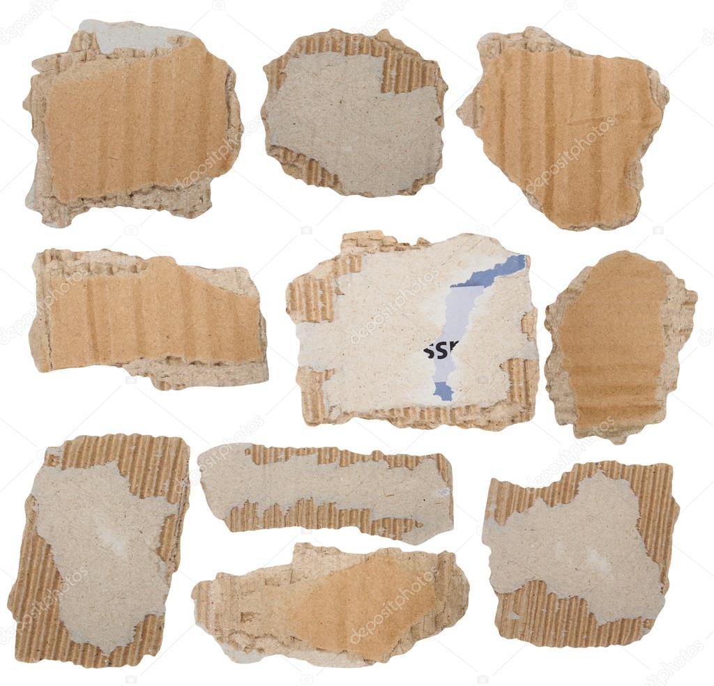 Set Cardboard Scraps isolated on white background — Stock Photo ...