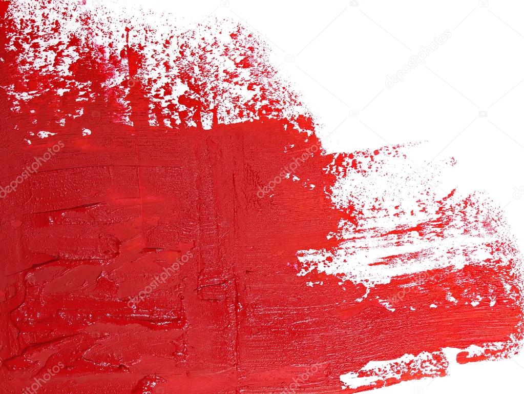 Photo red grunge brush strokes oil paint isolated on white background ...