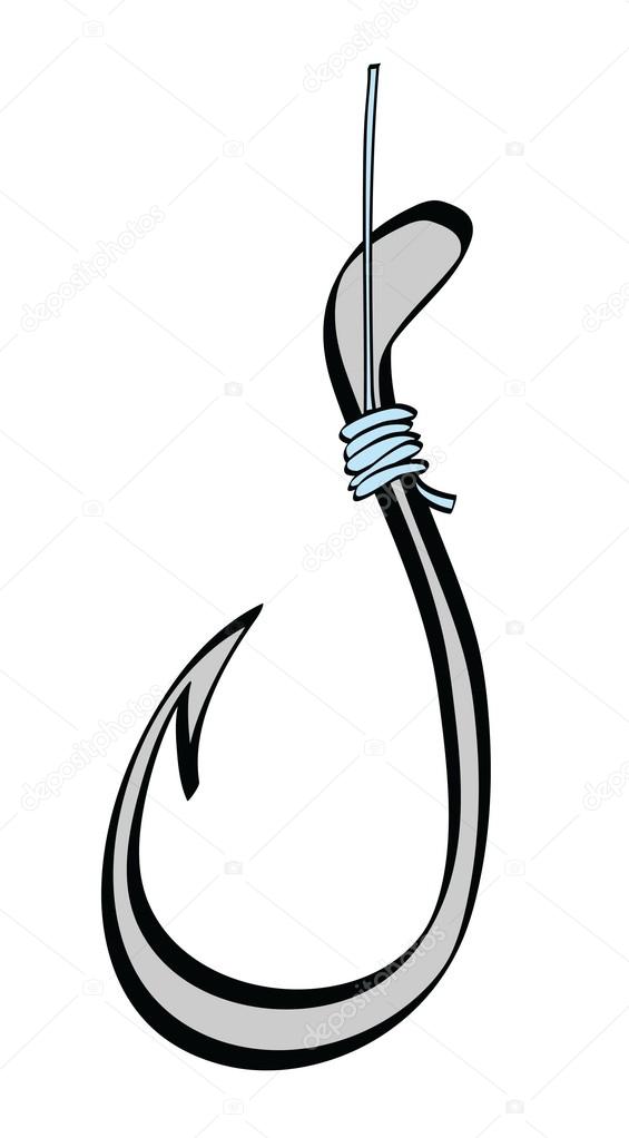 Picture: cartoon fish on a hook | Cartoon fishing hook — Stock Photo ...
