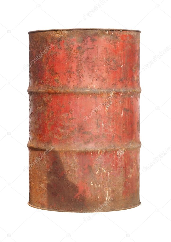 Old metal barrel oil isolated on white background, with clipping path ...