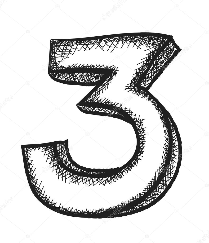 Doodle number 3, three, illustration icon Stock Illustration by ...