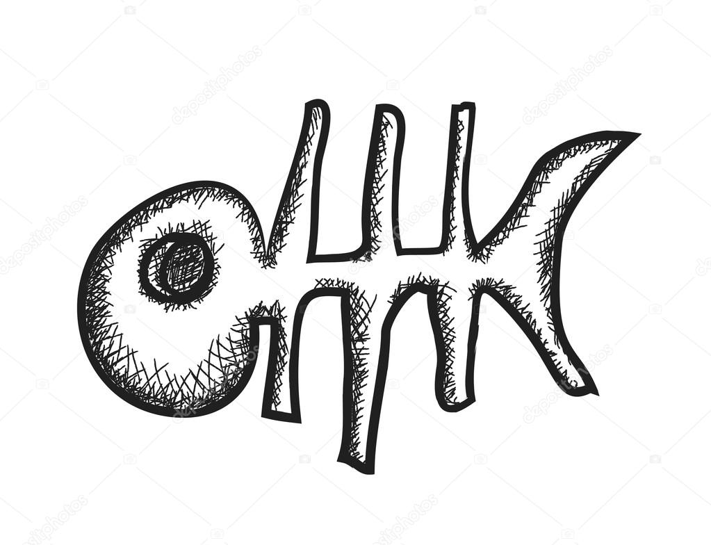 Doodle fishbone, illustration design element Stock Illustration by ...