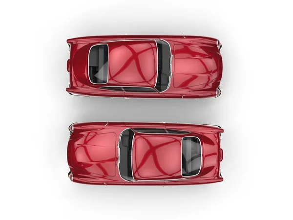 Light blue classic vintage cars - top view - Stock Image - Everypixel